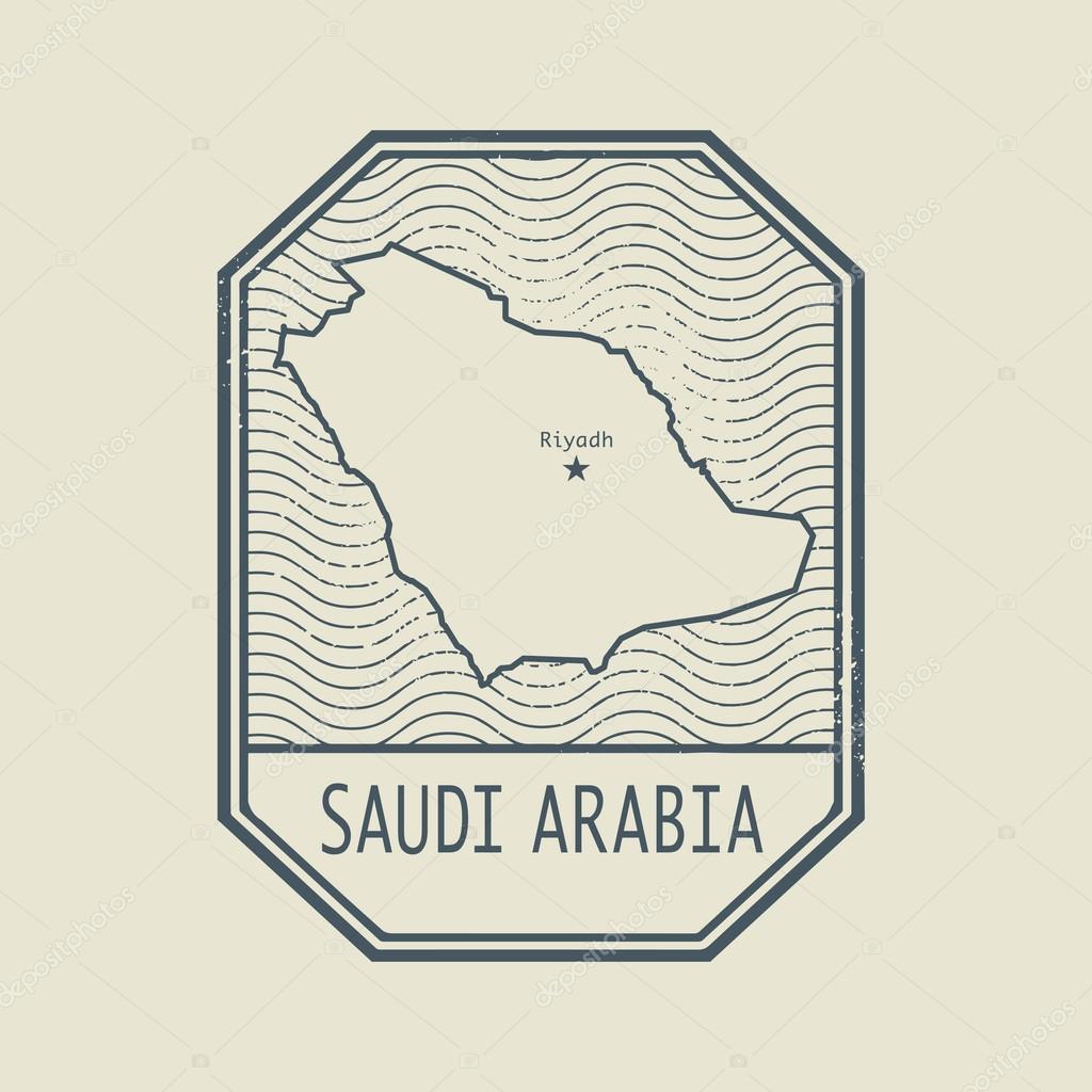Stamp with the name and map of Saudi Arabia Stock Vector by ©_fla 86240920