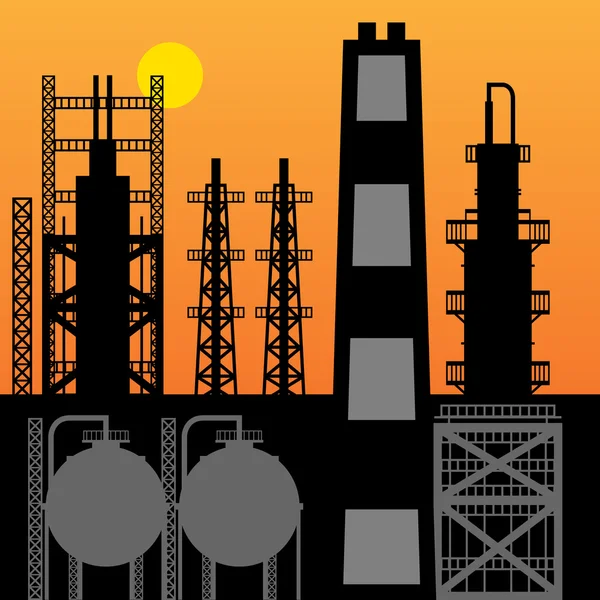 Oil refinery silhouette Vector Art Stock Images | Depositphotos
