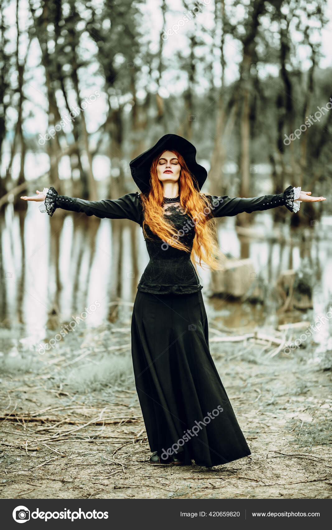 Portrait Angry Witch Outdoor Magic Dark Force — Stock Photo © prometeus ...