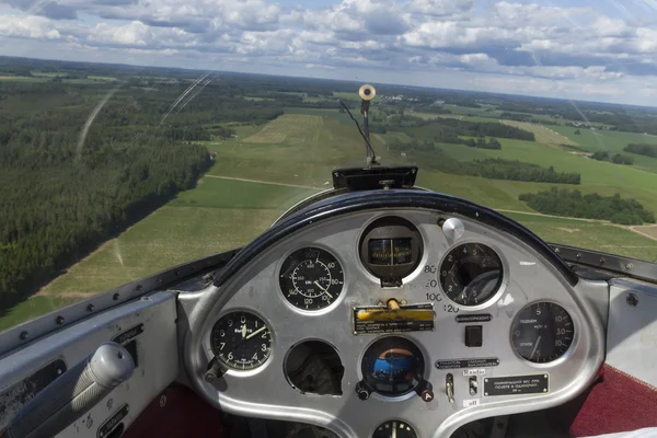 Inside view of a glider plane cockpit and instrument panel — Stock ...