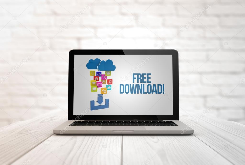 Computer on table free download on screen — Stock Photo ...