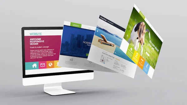 Computer Screens Floating Renderign Mock Stock Illustration by ©georgejmclittle #428018886