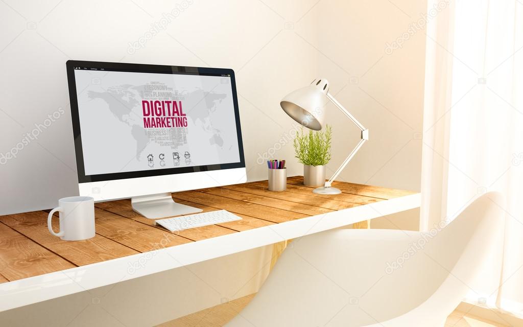 Digital marketing on computer screen — Stock Photo © georgejmclittle ...