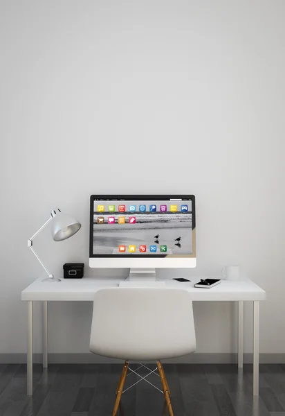 Clean workspace with elearning on computer screen Stock Photo by ...