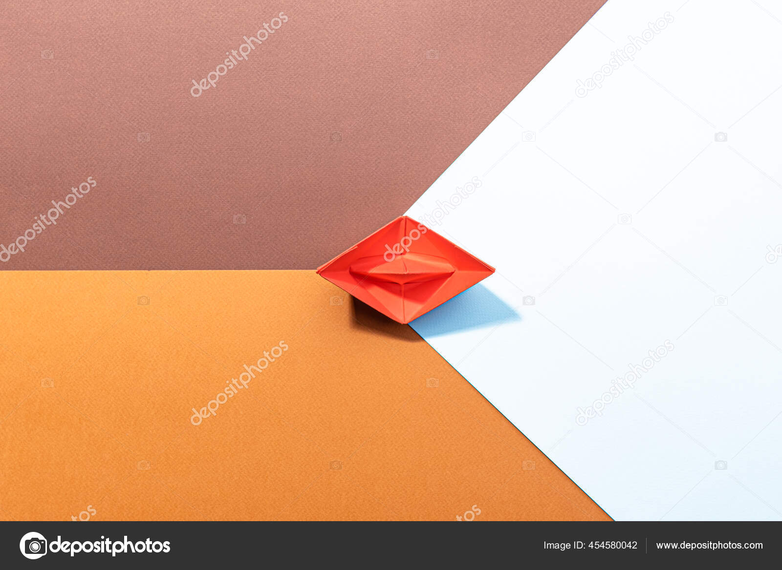 Small Red Paper Boat Paper Background Conceptual Abstract Image Female ...