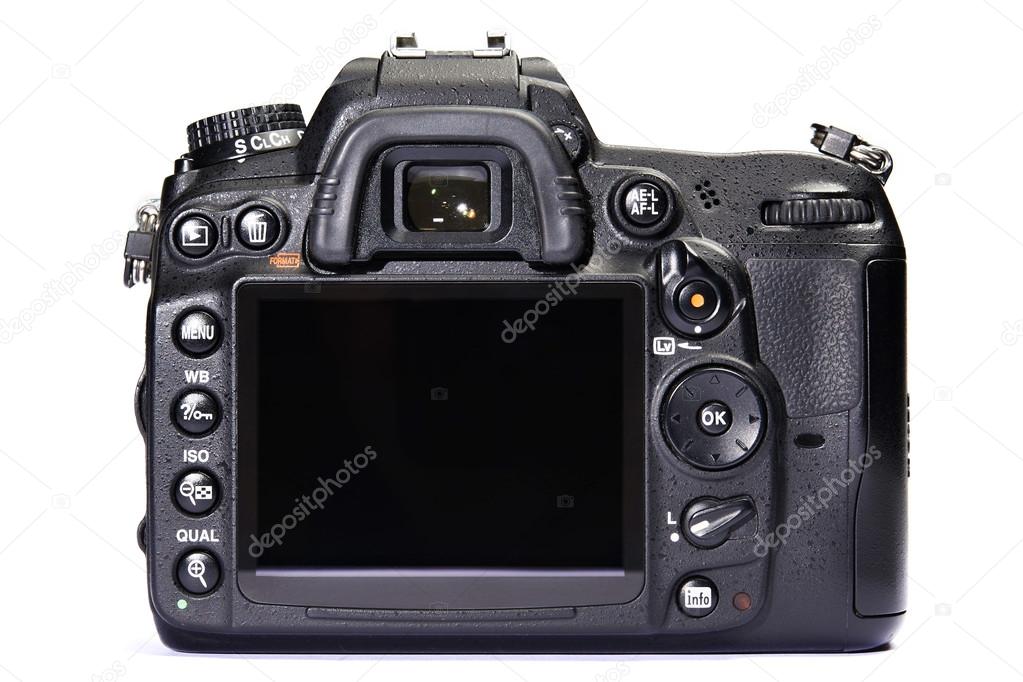 DSLR camera back view white isolated Stock Photo by ©ryzhov 64991277