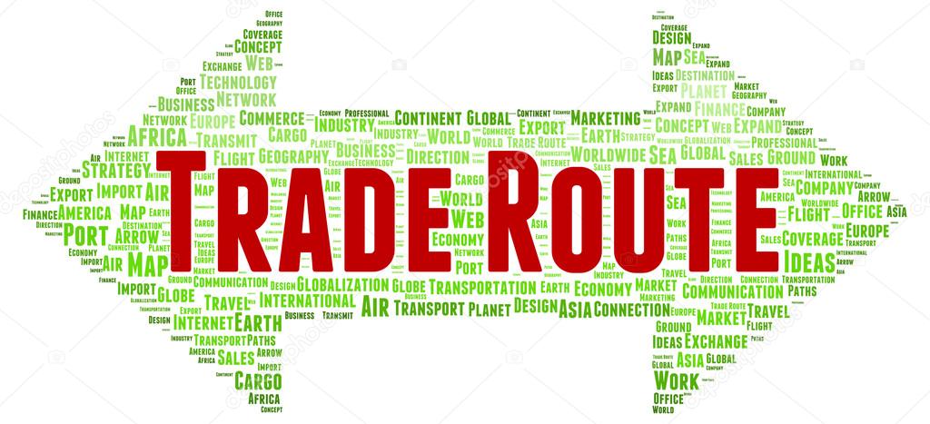 Trade route word cloud shape Stock Photo by ©ibreakstock 101300500
