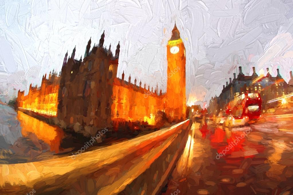 Famous Big Ben in London, England, United Kingdom, ARTWORK STYLE Stock ...