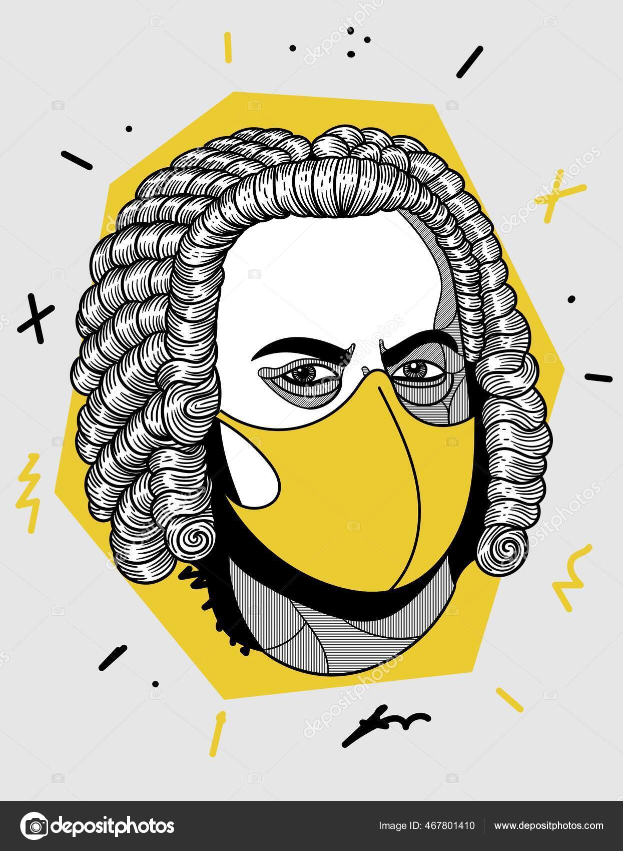 Bach Mask Creative Portrait Vector Illustration Stock Vector Image by ...