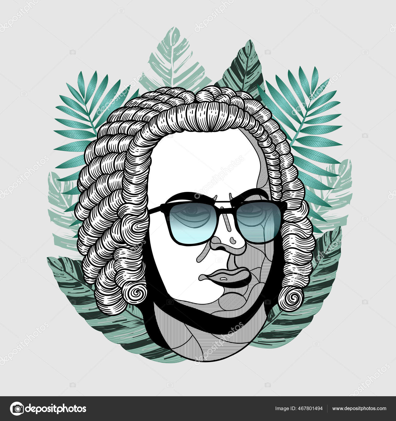 Bach Glasses Creative Portrait Vector Illustration Stock Vector by ...