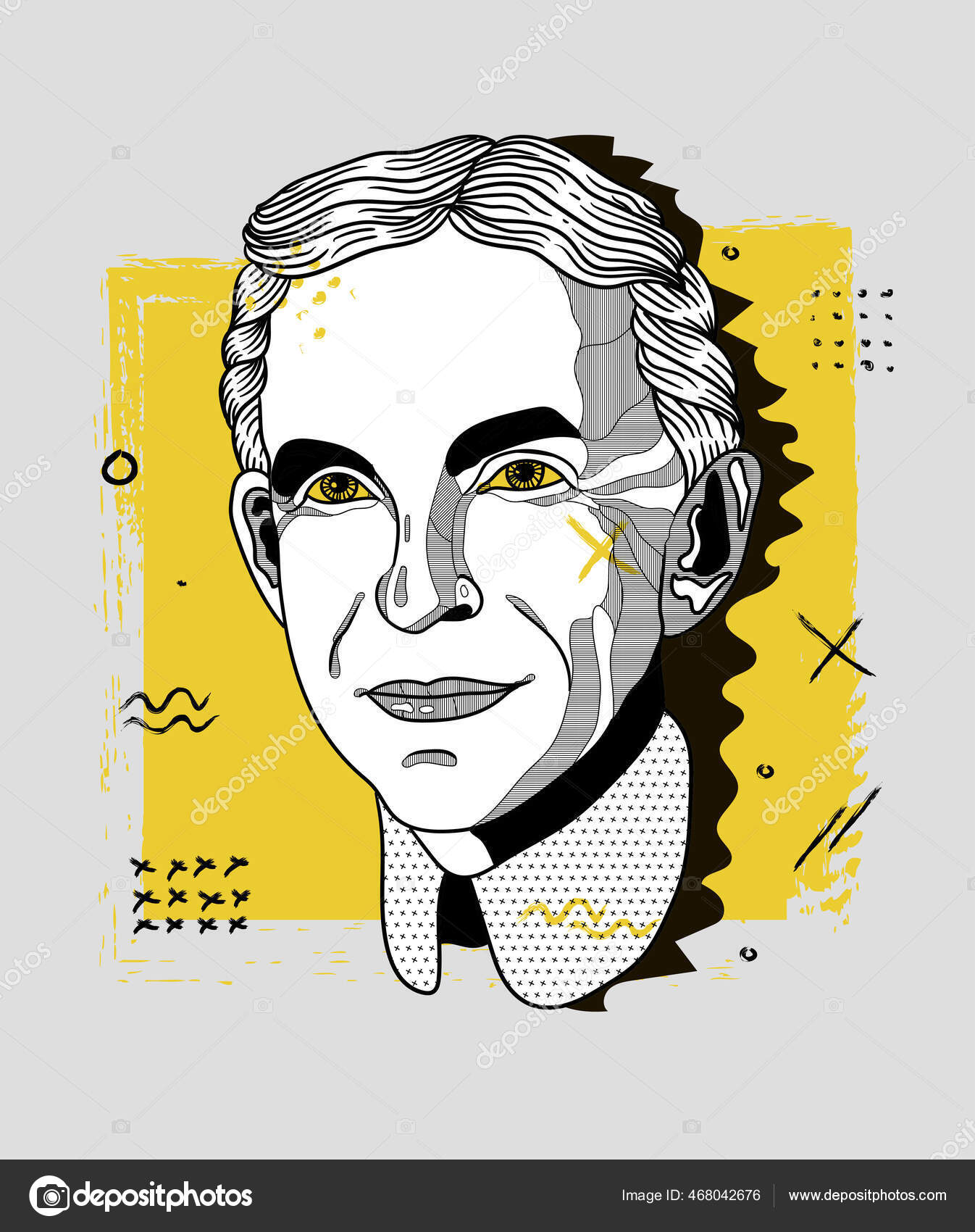 Vector Lines Classical Hand Drawn Illustration Henry Ford Stock Vector ...