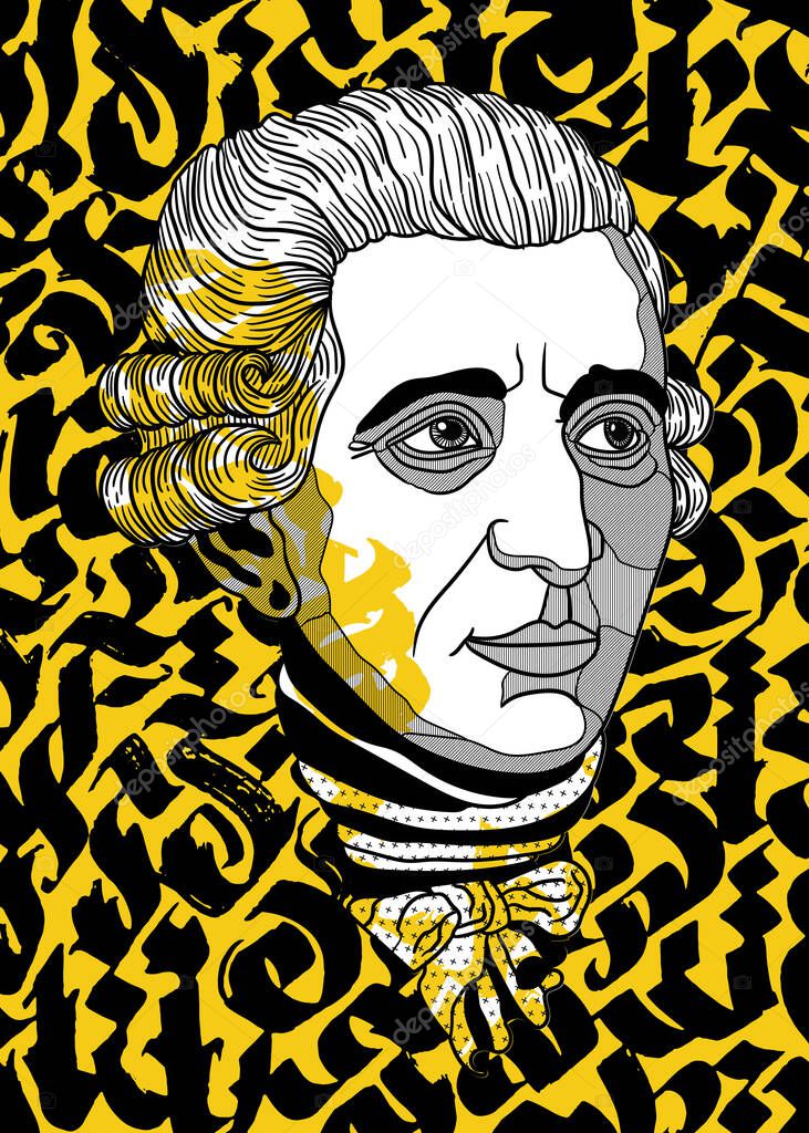 Líneas vectoriales ilustración dibujada a mano clásica. haydn 2023