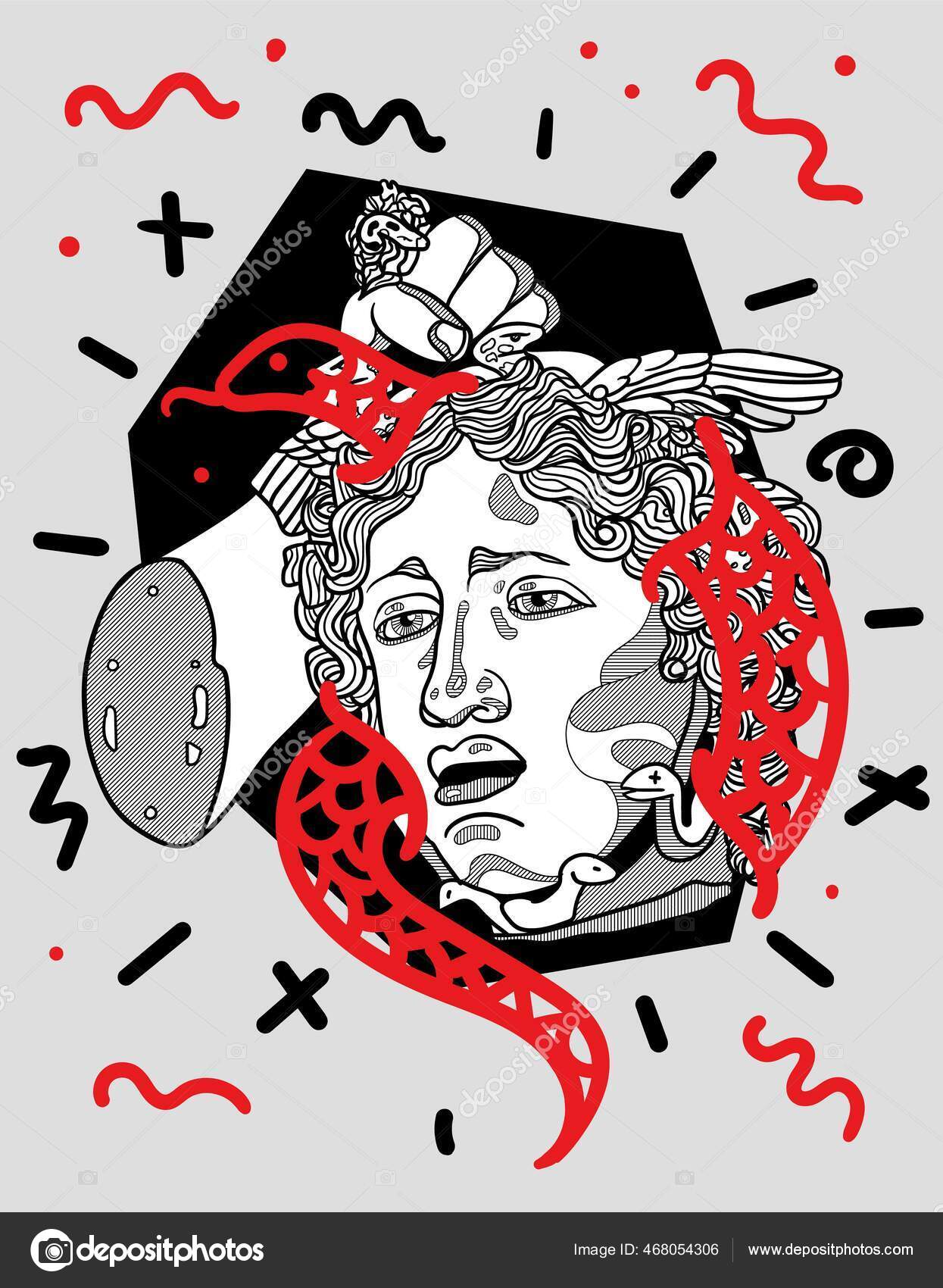 Perseus With The Head Of Medusa Drawing