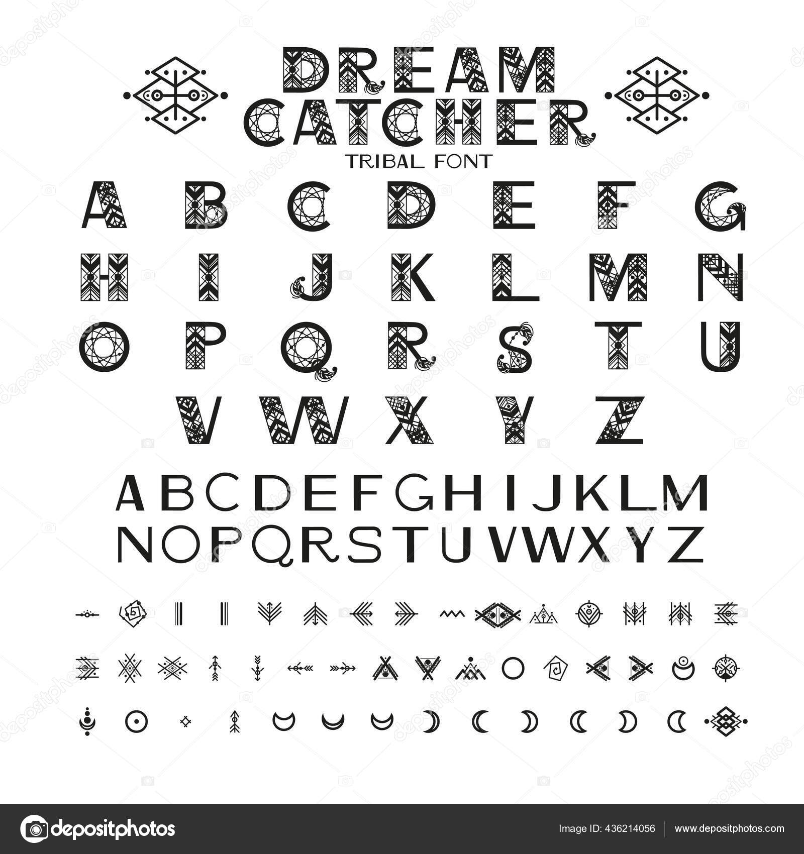 Tribal Alphabet and ornaments Stock Vector Image by ©Kandella #436214056