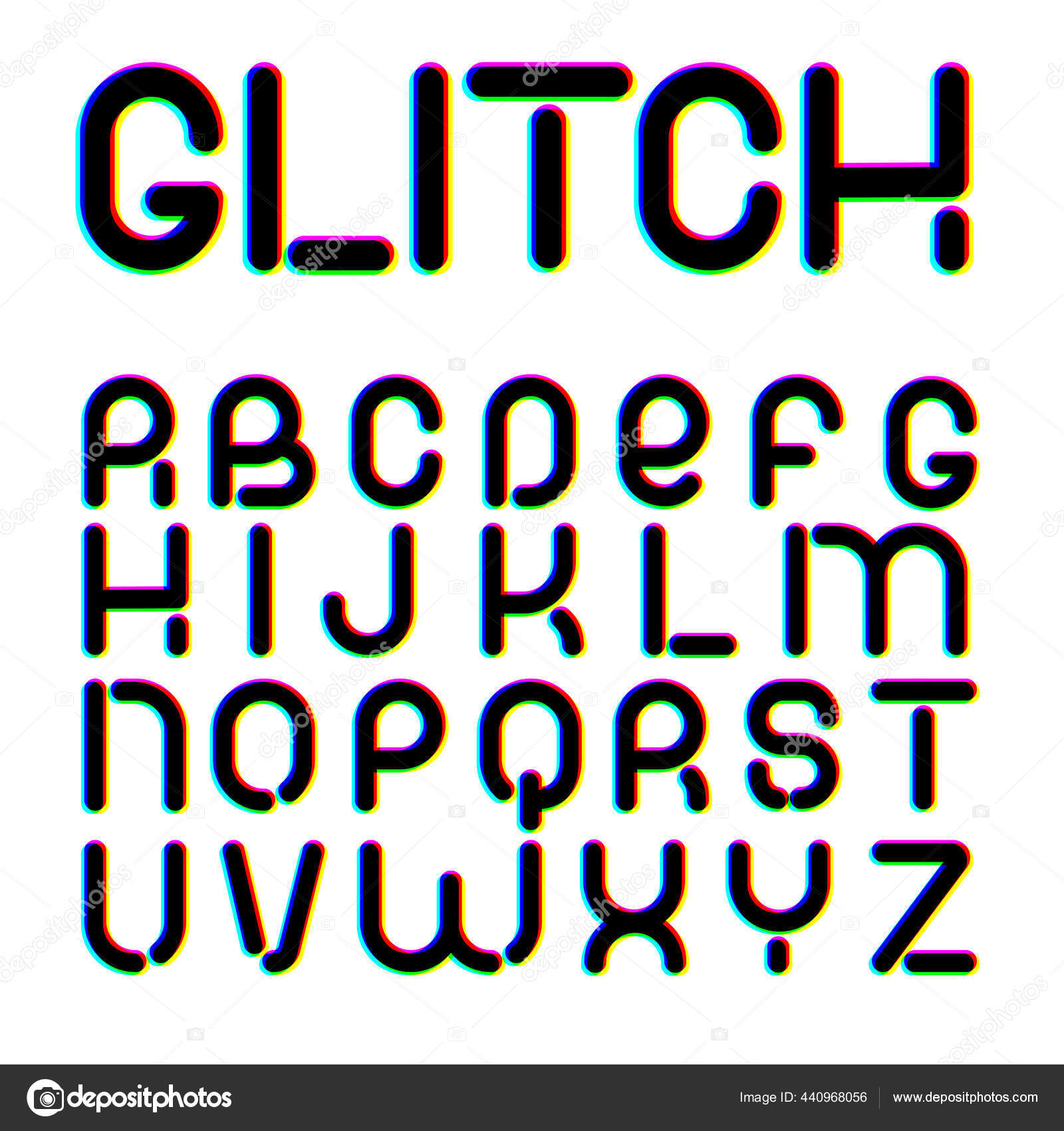 3d Glitch effect font. Stock Vector Image by ©Kandella #440968056