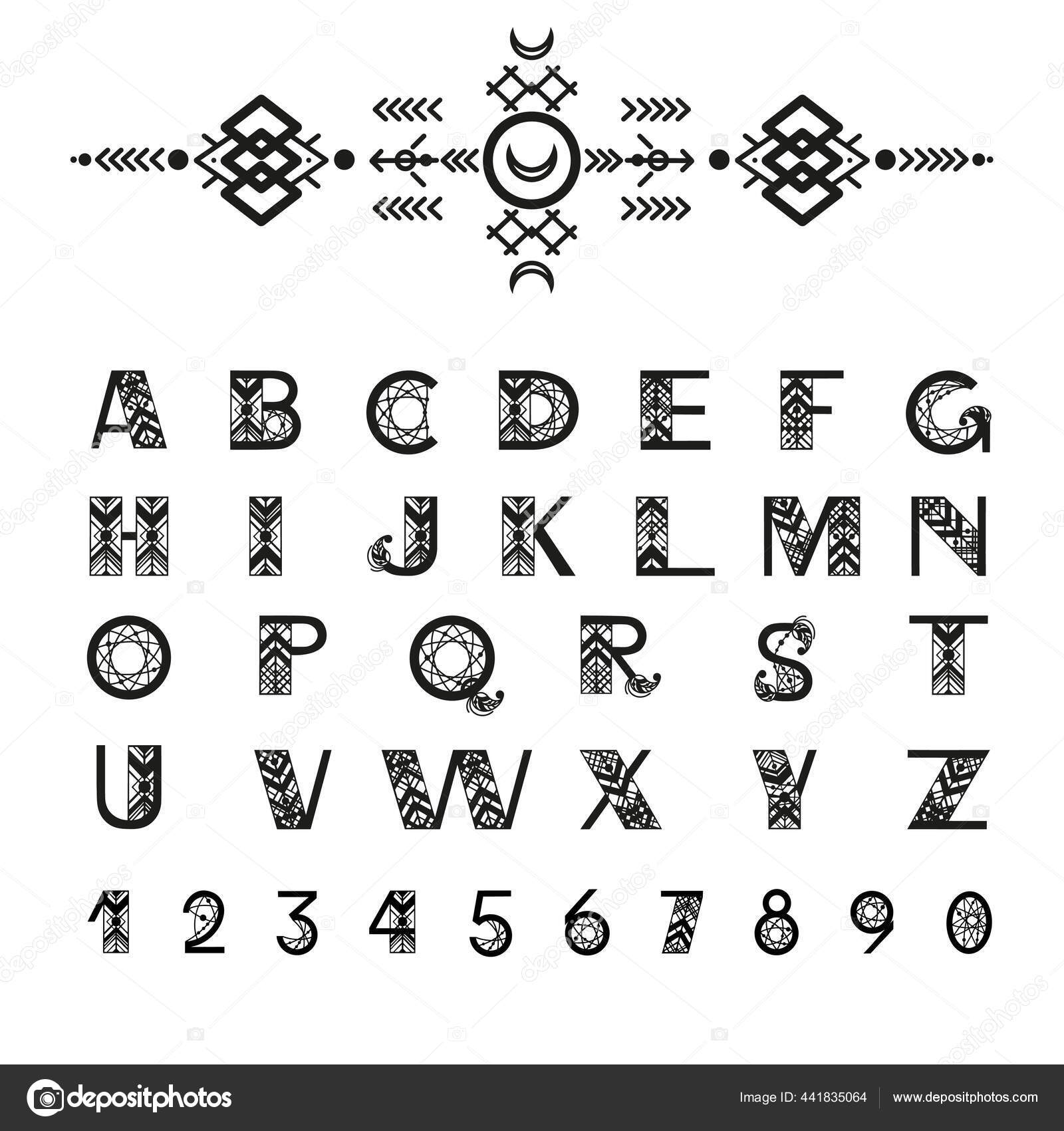 Tribal style alphabet. Stock Vector by ©Kandella 441835064