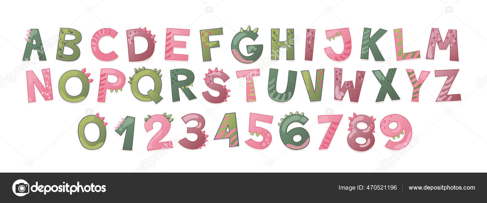 Kreslená roztomilá dinosauří abeceda. Stock Vektor od ©Kandella 470521196