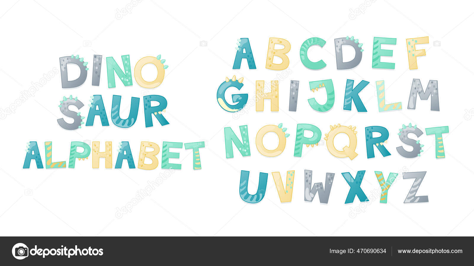 Cartoon cute Dinosaur alphabet. Stock Vector by ©Kandella 470690634