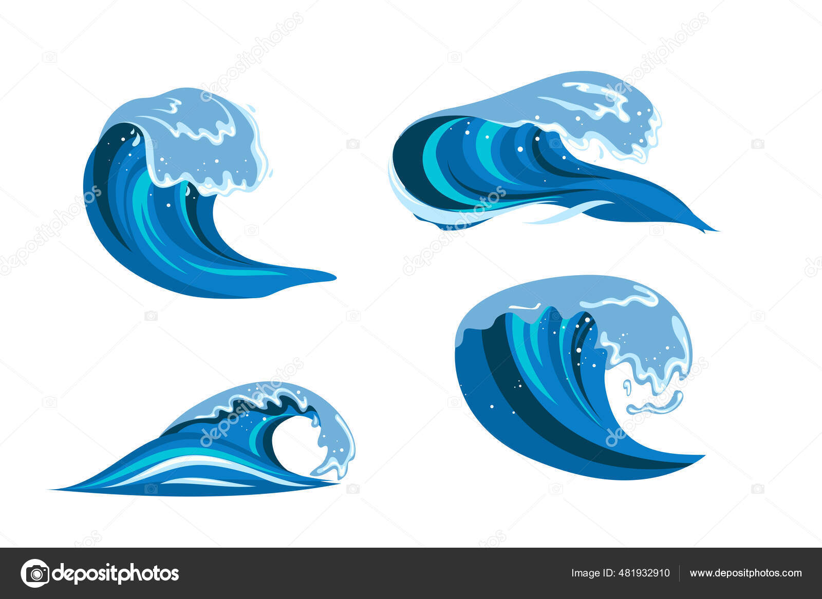 Tsumani waves in flat cartoon style. Stock Vector Image by ©Kandella ...