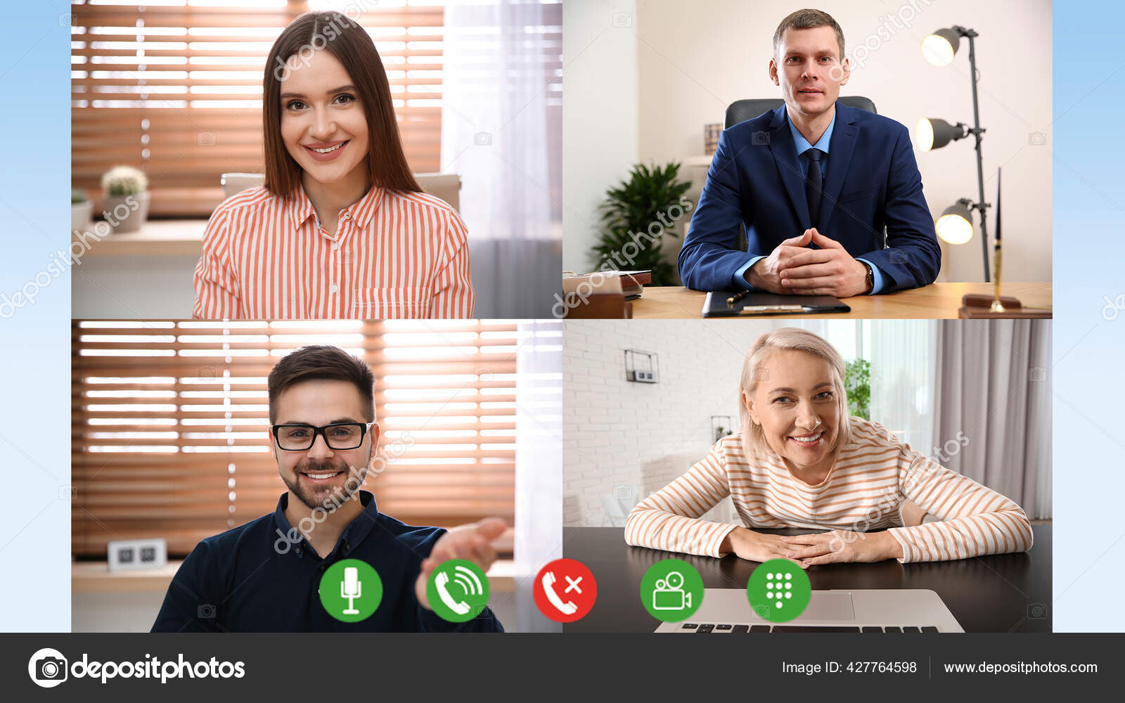 Colleagues Using Video Chat View Web Camera Team Work — Stock Photo ...