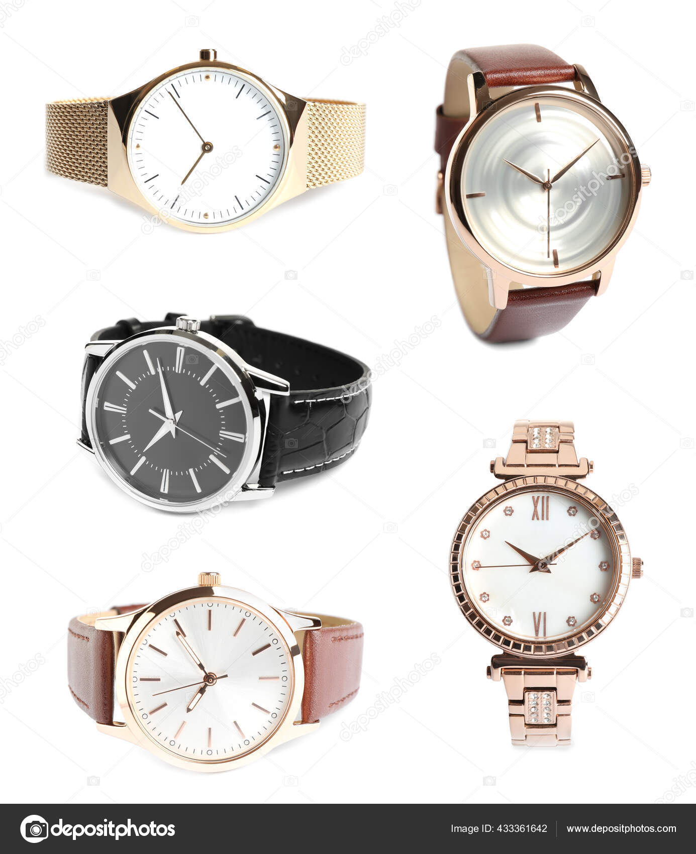 Collage Stylish Watches White Background — Stock Photo © NewAfrica ...