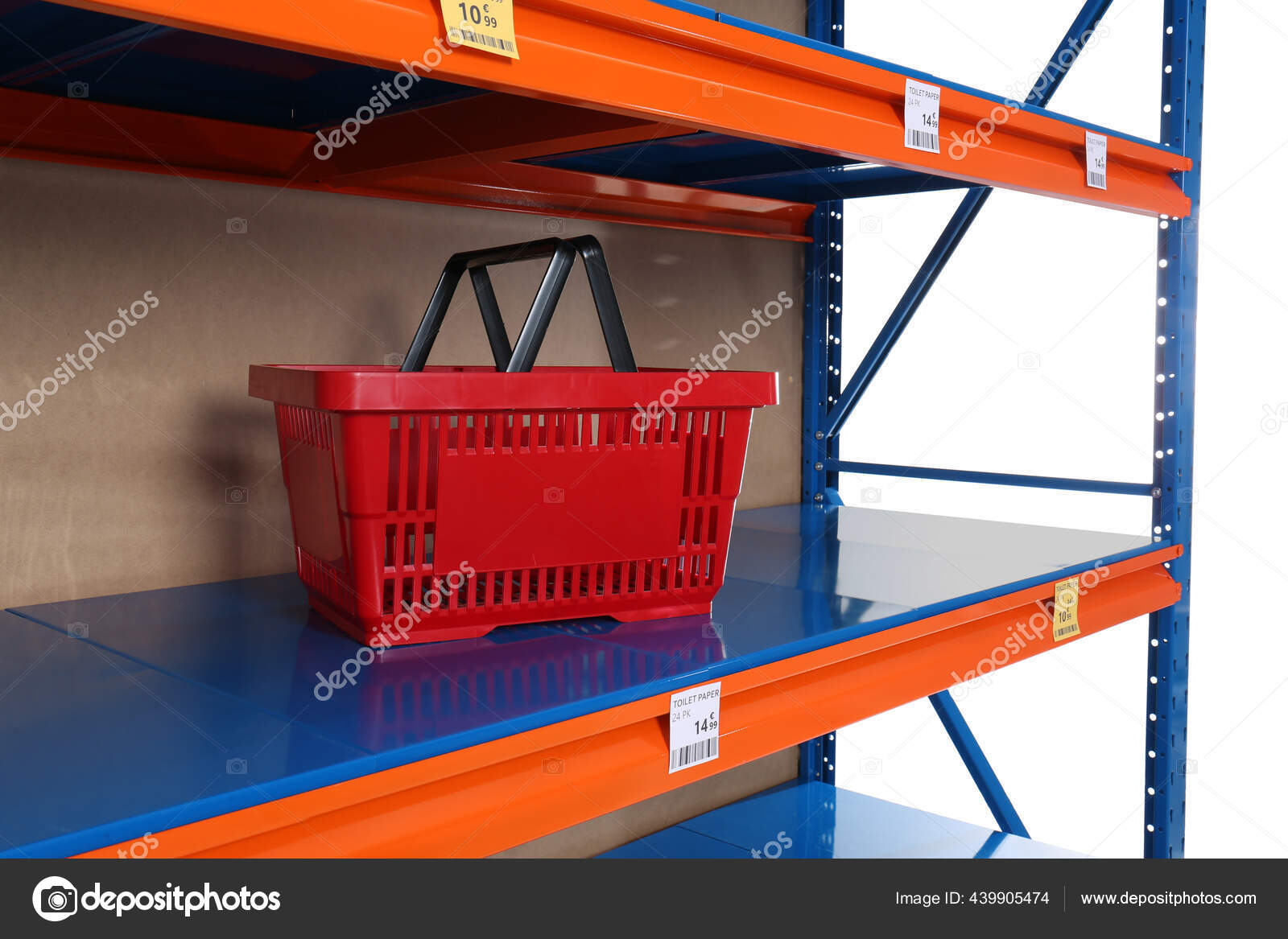 Almost Empty Shelves White Background Product Deficiency Due Social ...