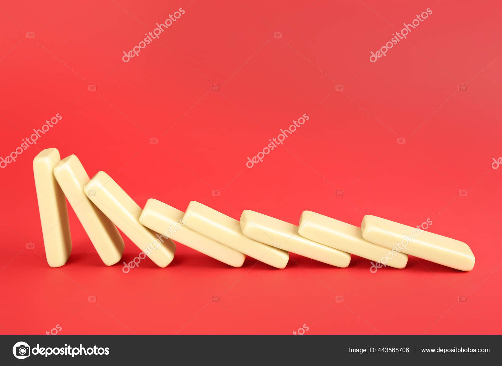 White Domino Tiles Falling Red Background Space Text Stock Photo by ...