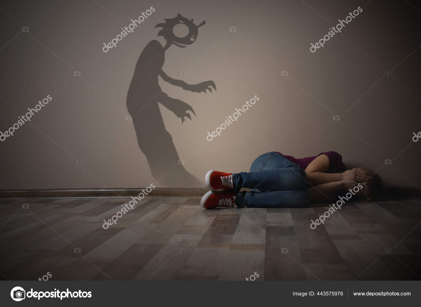 Shadow Monster Wall Scared Little Girl Room — Stock Photo © NewAfrica ...