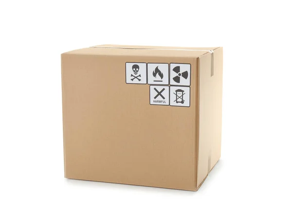 Cardboard Box Different Packaging Symbols Isolated White Parcel ...