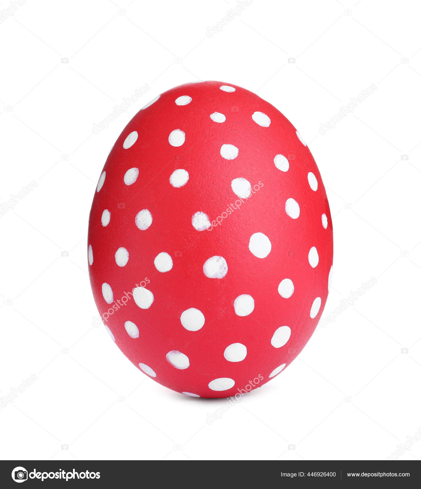 Painted Red Egg Dot Pattern Isolated White Happy Easter Stock Photo by ...
