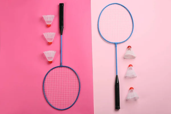 Shuttlecocks Badminton Racket Blue Pink Papers Stock Photo by ...