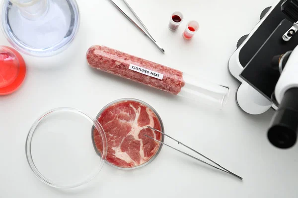Sample Cultured Meat White Lab Table — Stock Photo © NewAfrica #609922974