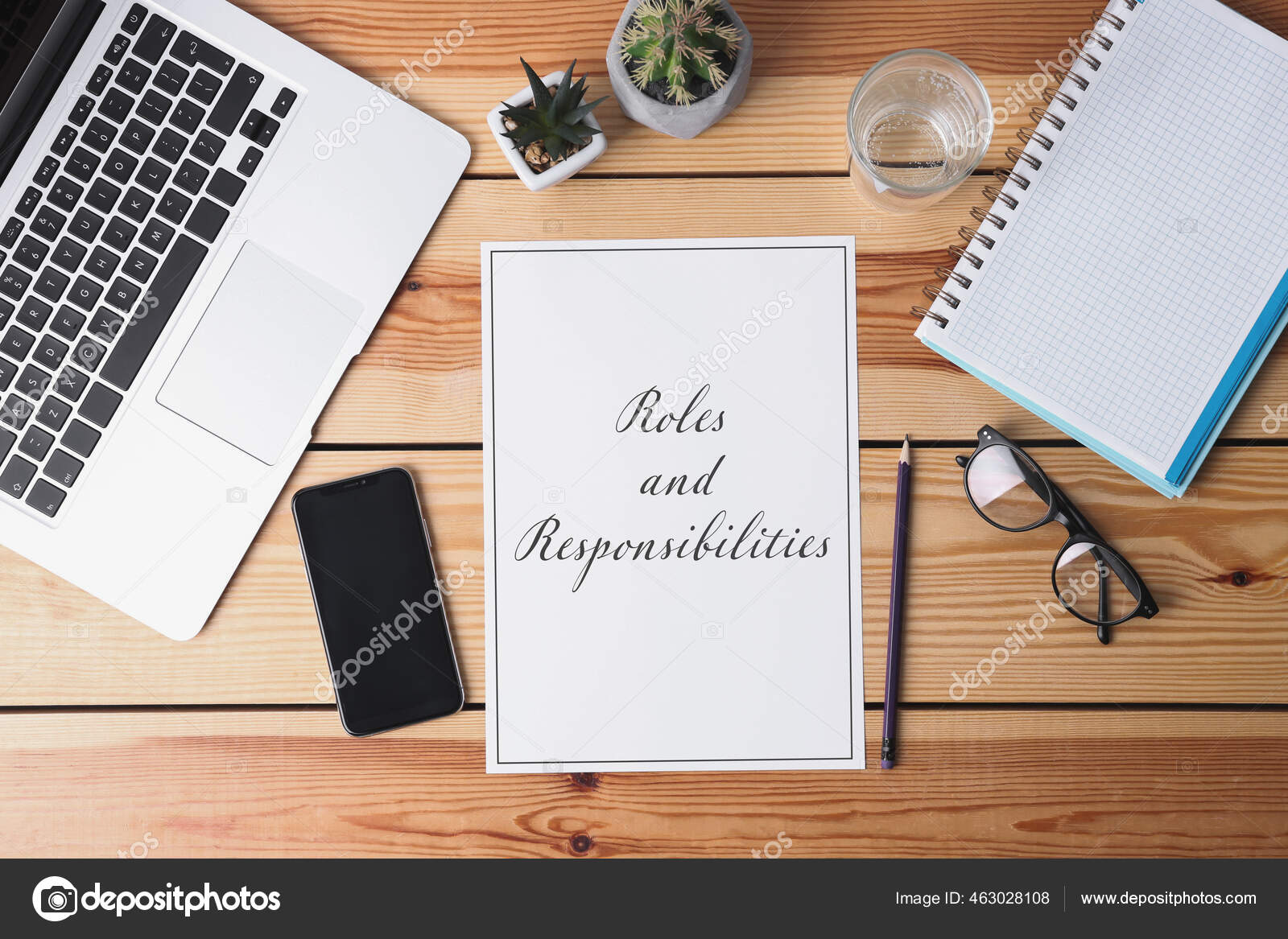 Sheet Paper Text Roles Responsibilities Wooden Background Flat Lay ...