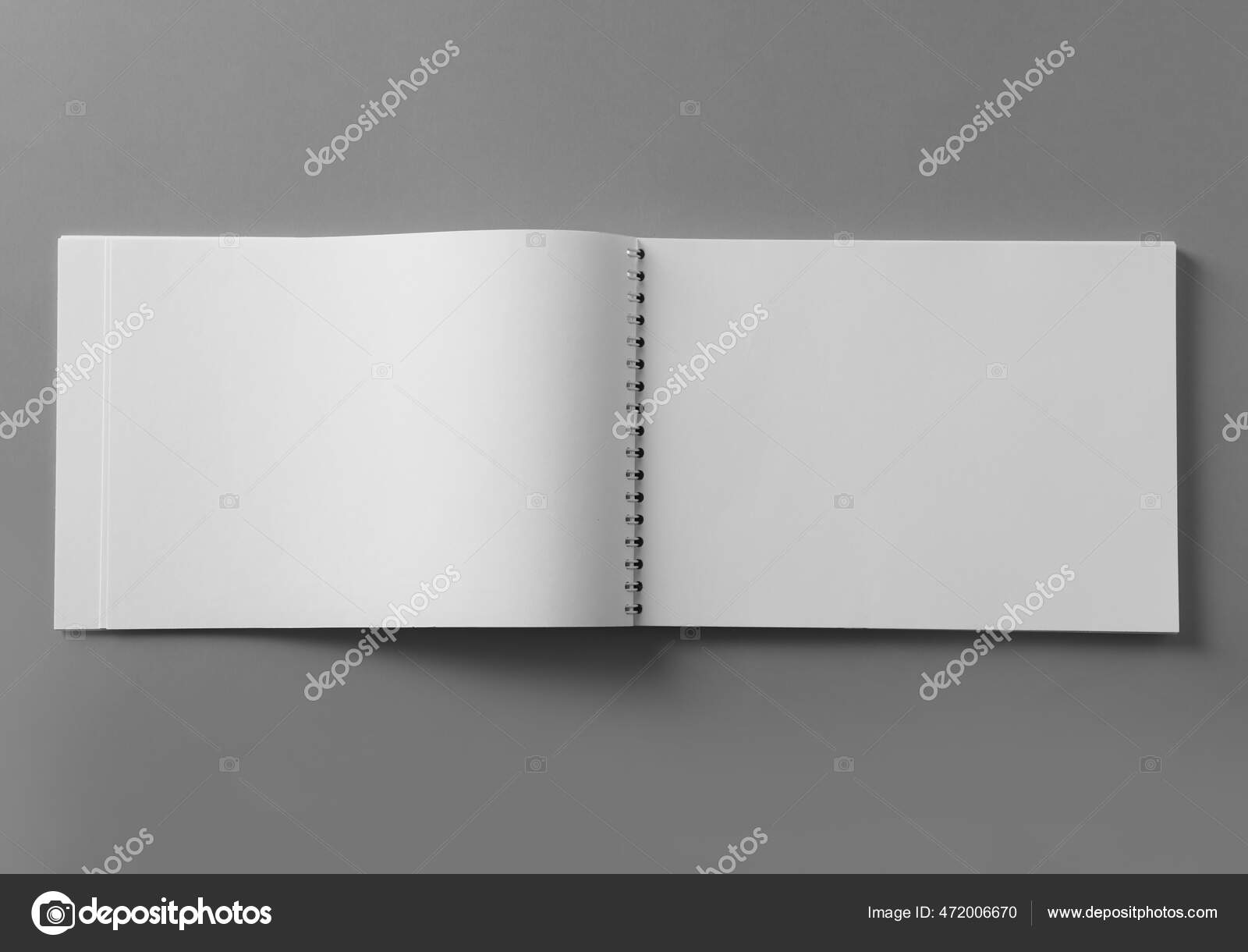 Blank Notebook Light Grey Background Top View Mockup Design Stock Photo ...