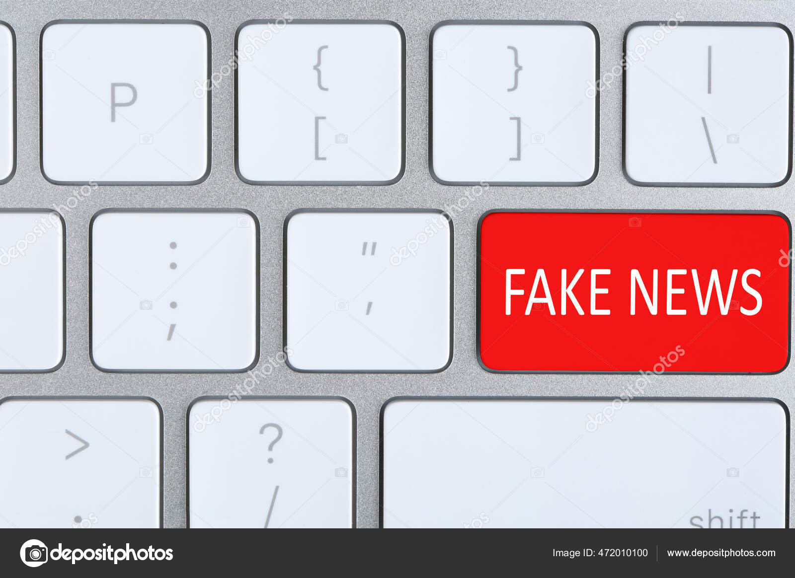 Modern Computer Keyboard Text Fake News Button Top View — Stock Photo ...