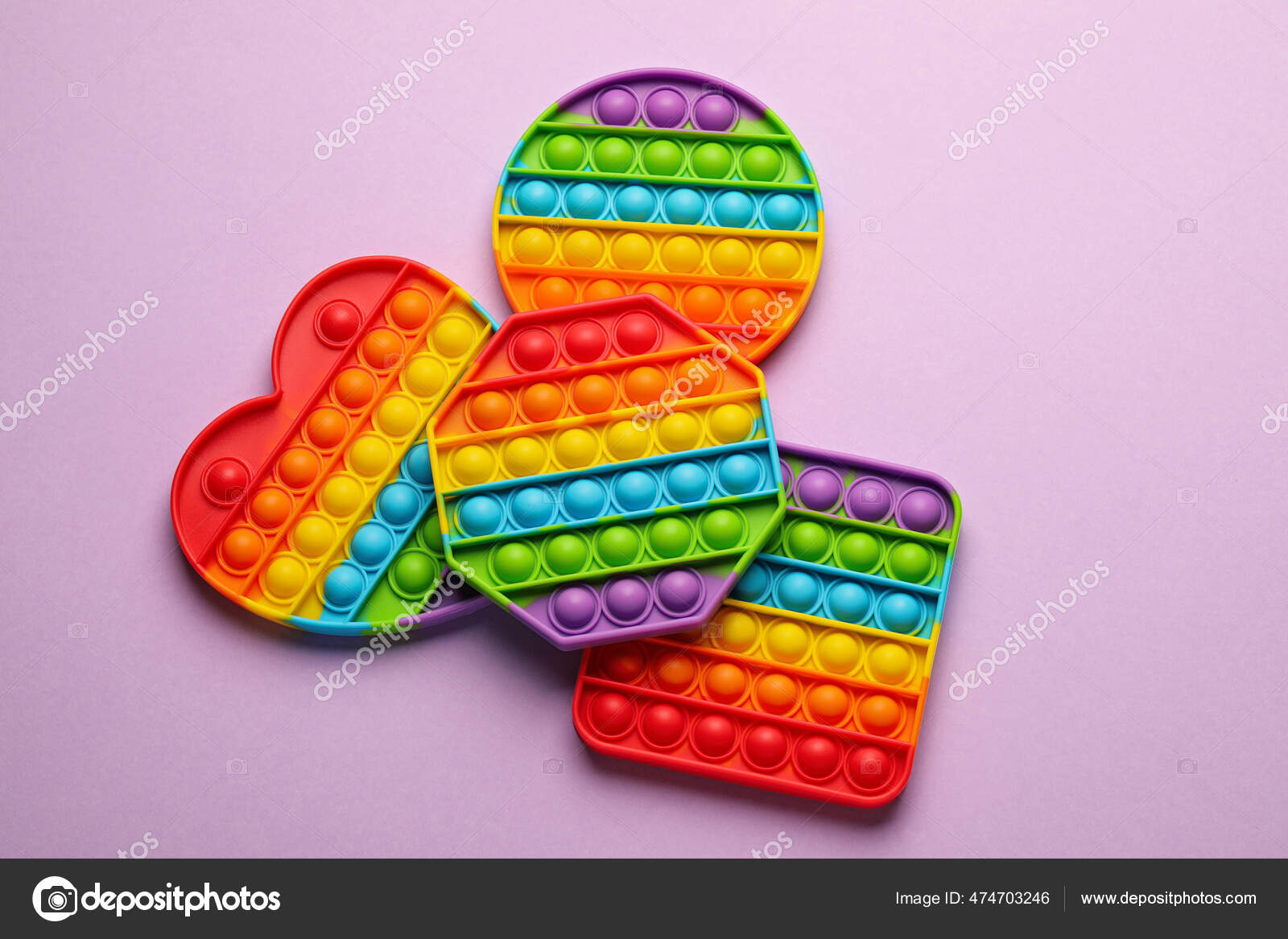 Rainbow Pop Fidget Toys Lilac Background Flat Lay Stock Photo by ...