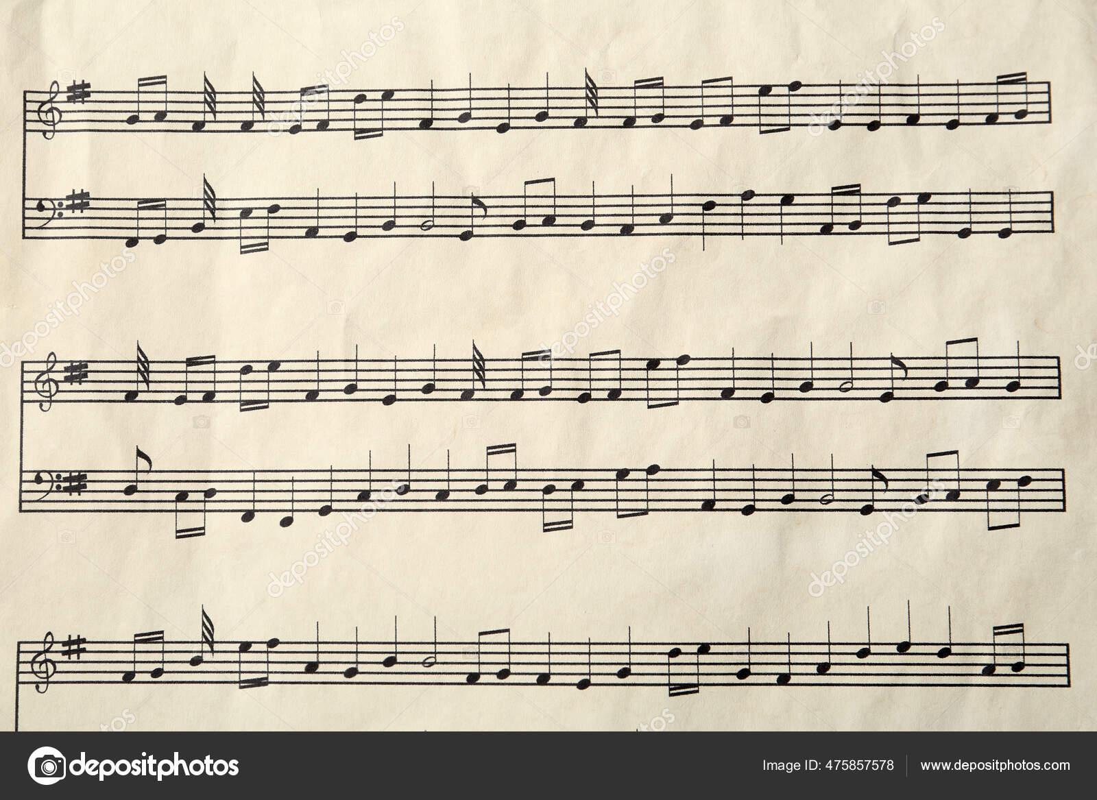 Paper Sheet Musical Notes Closeup View — Stock Photo © NewAfrica #475857578