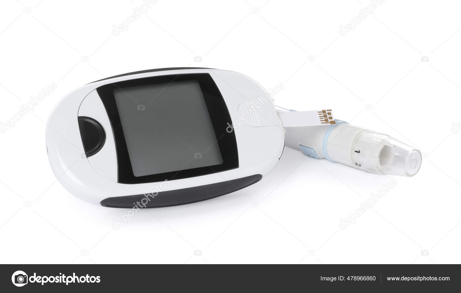 Digital Glucometer Lancet Pen White Background — Stock Photo ...