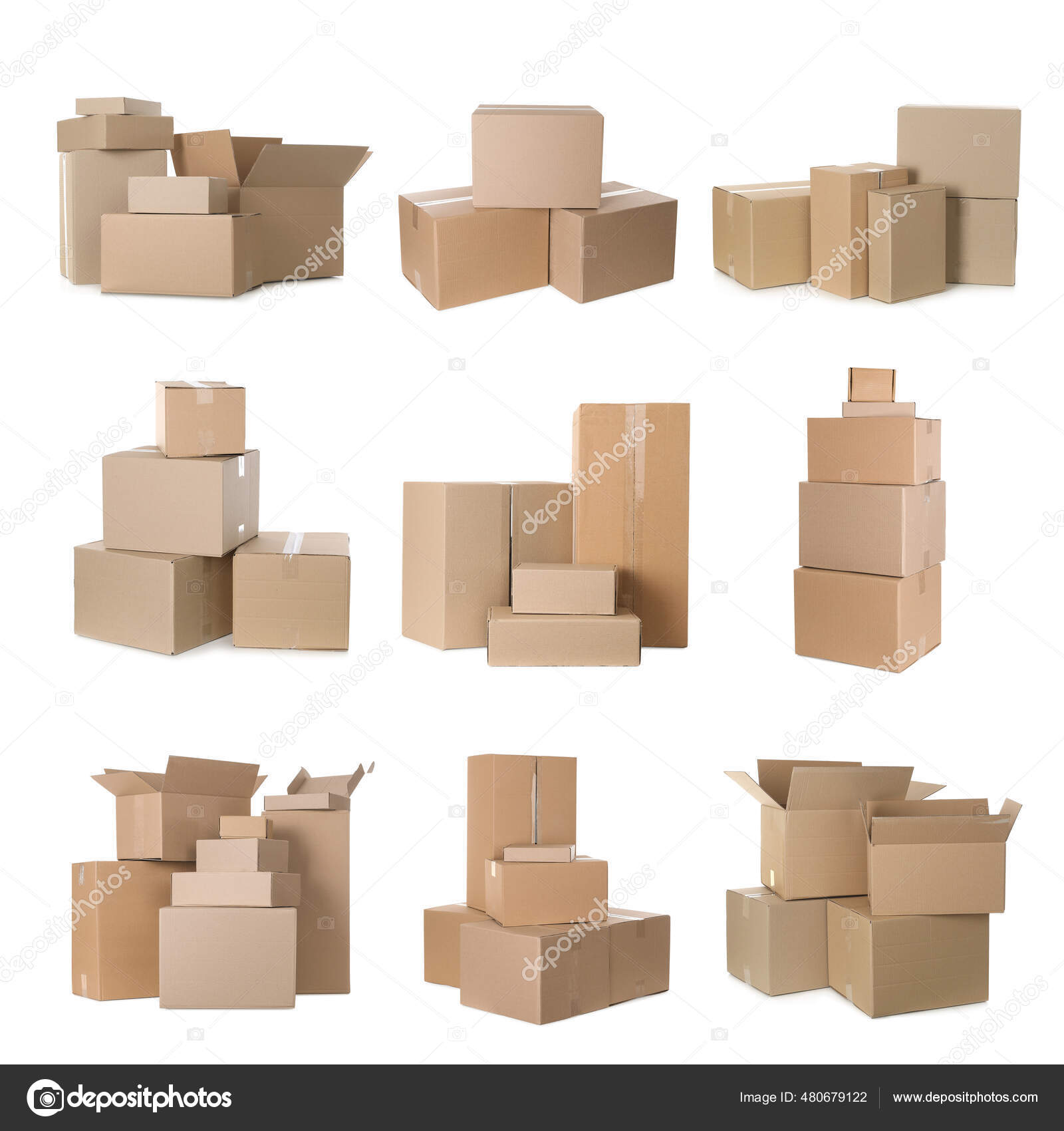 Set Different Cardboard Boxes White Background — Stock Photo ...