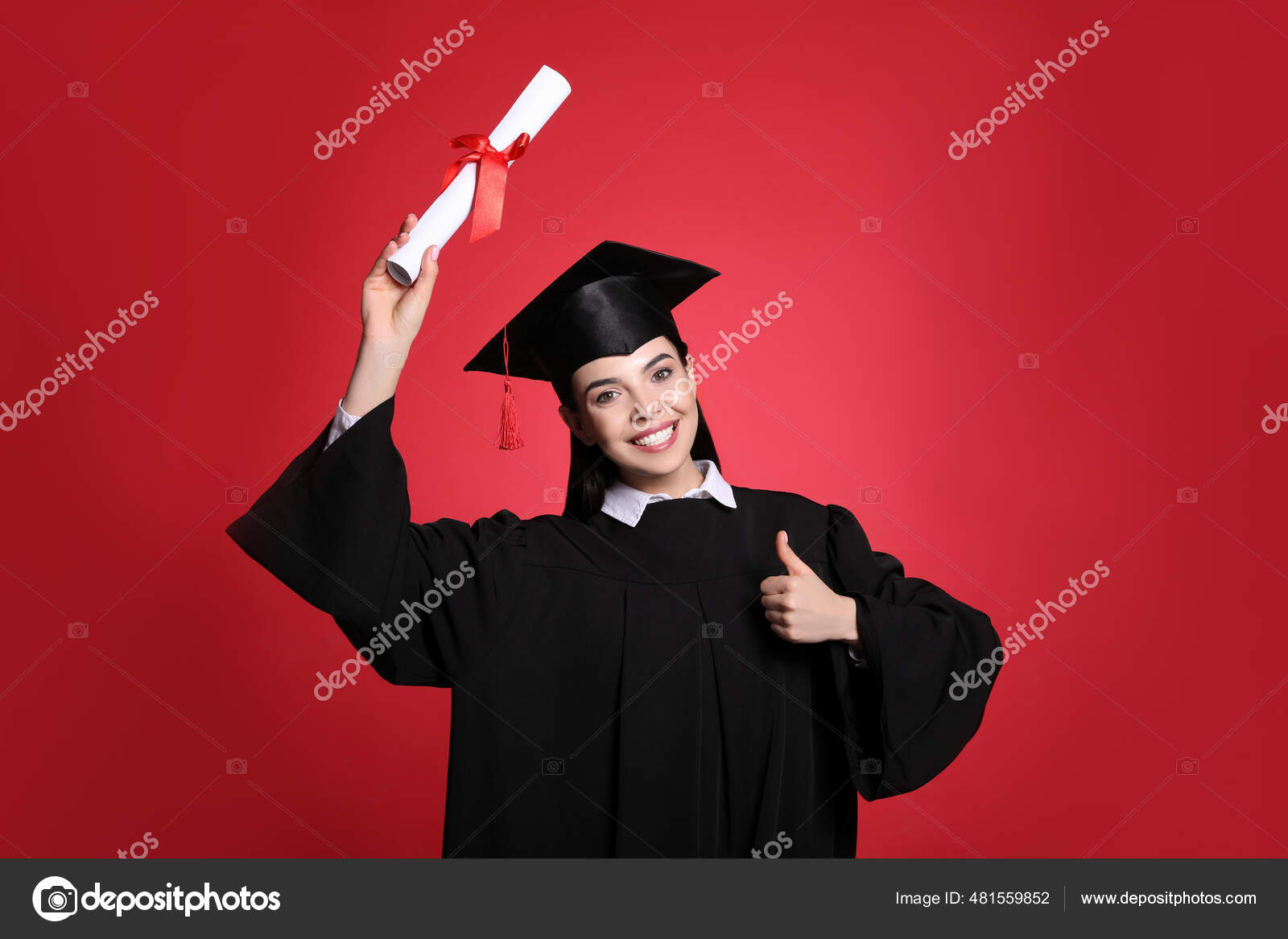 Red Graduation Cap Background