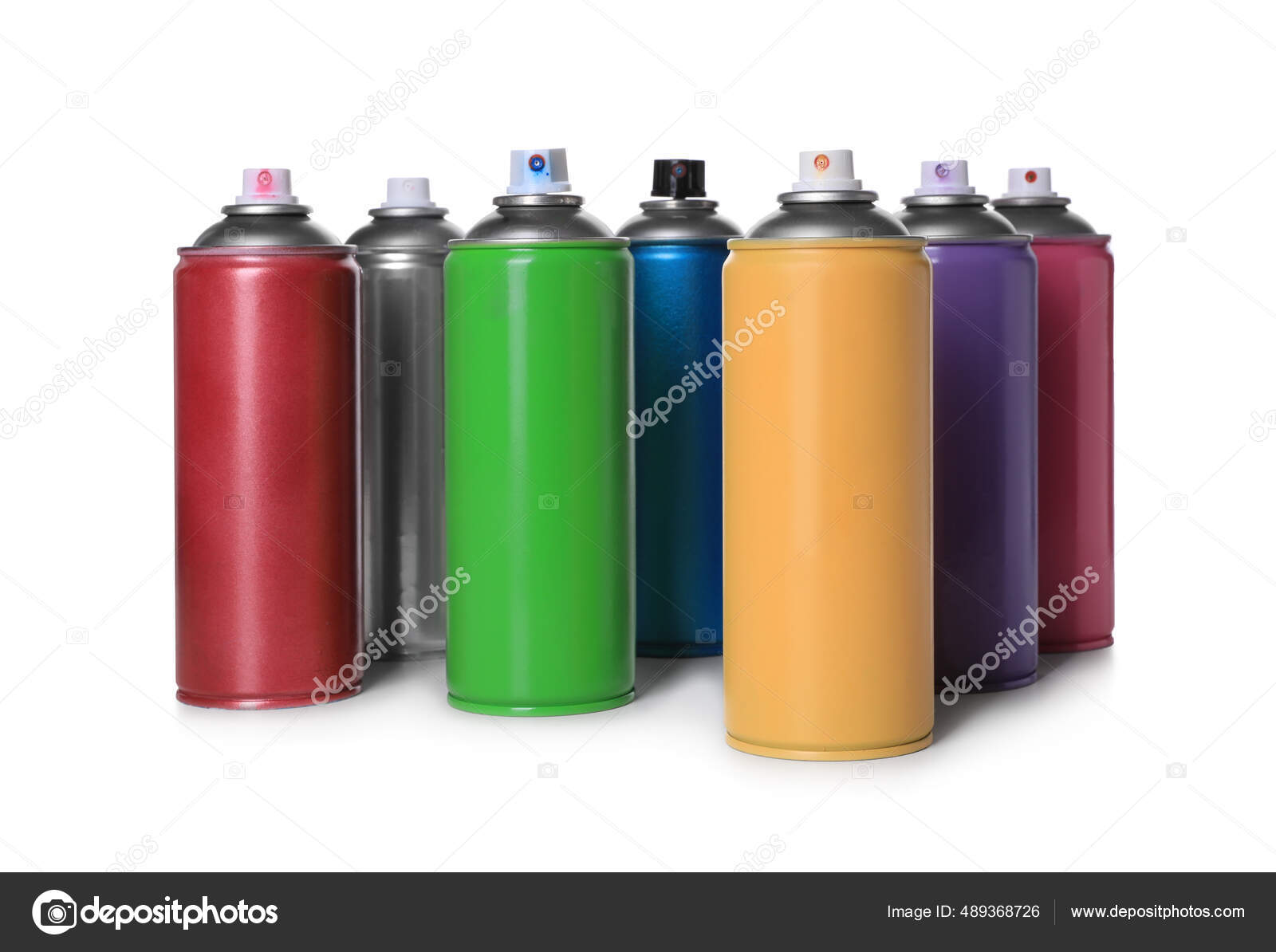 Cans Different Spray Paints White Background Graffiti Supplies Stock ...