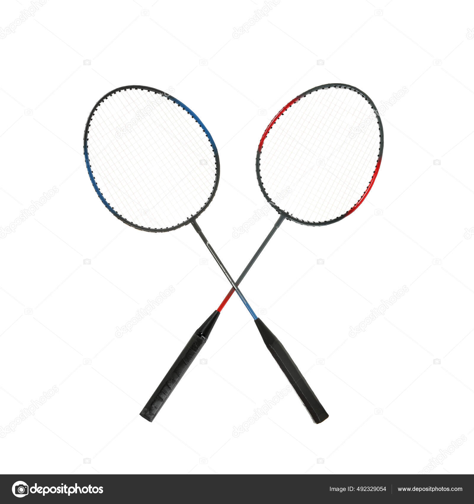 Two Badminton Rackets White Background Sports Equipment — Stock Photo ...