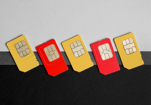 Different Sim Cards Yellow Background Space Text Stock Photo by ...