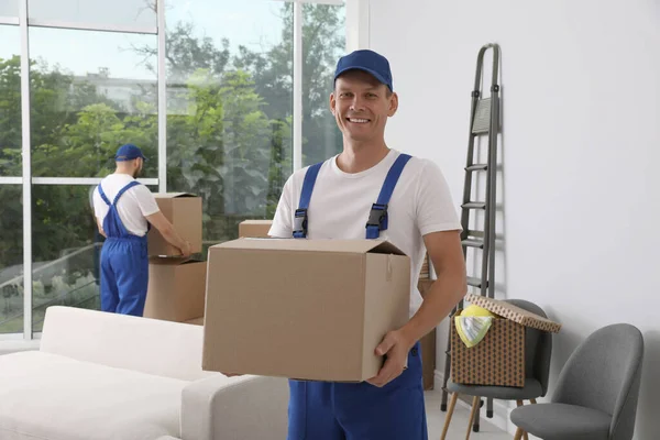Male Movers Unloading Boxes Van Outdoors — Stock Photo © NewAfrica ...