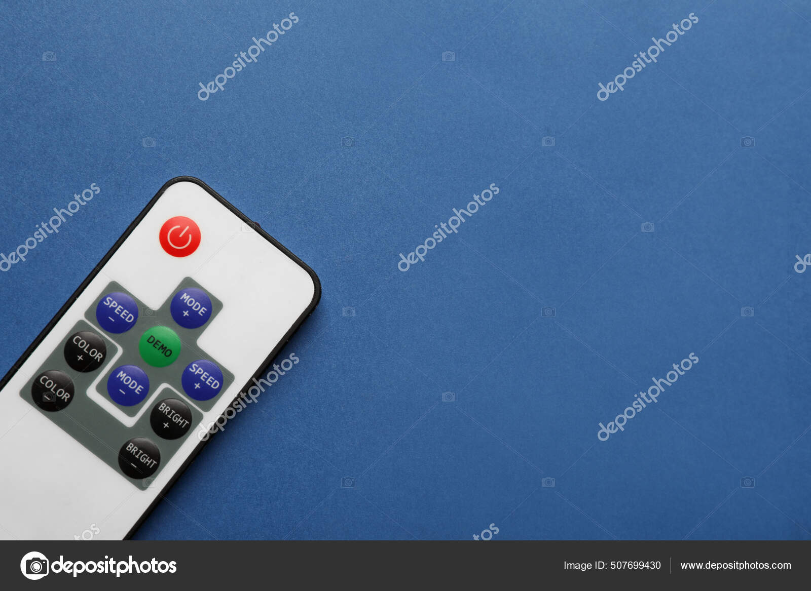 Remote Control Blue Background Top View Space Text — Stock Photo ...