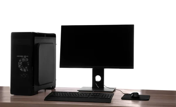 Modern Computer Monitor Blank Screen Isolated White — Stock Photo © NewAfrica #508434326