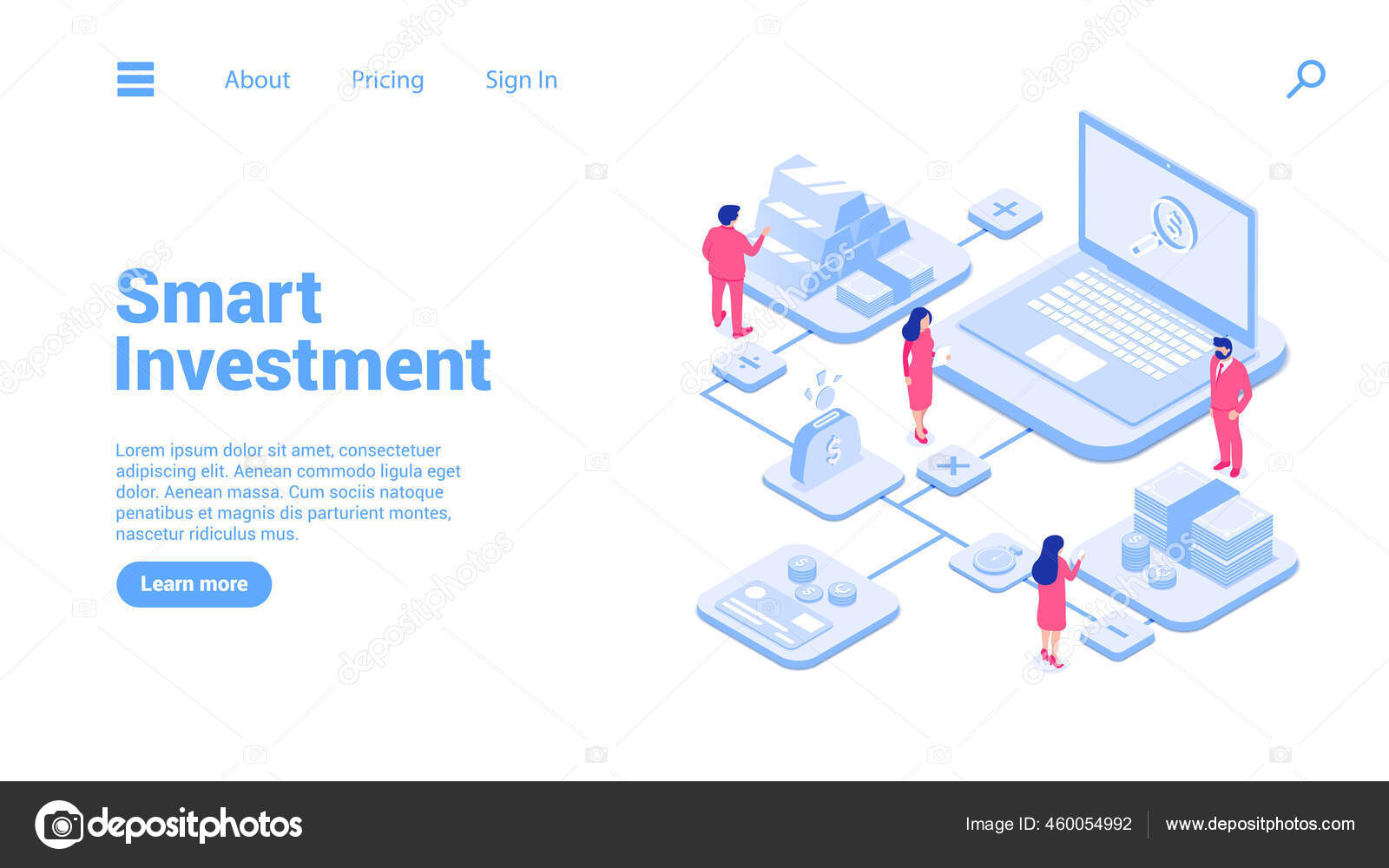 Smart Investment Concept Landing Page Web Banner Template Illustration ...