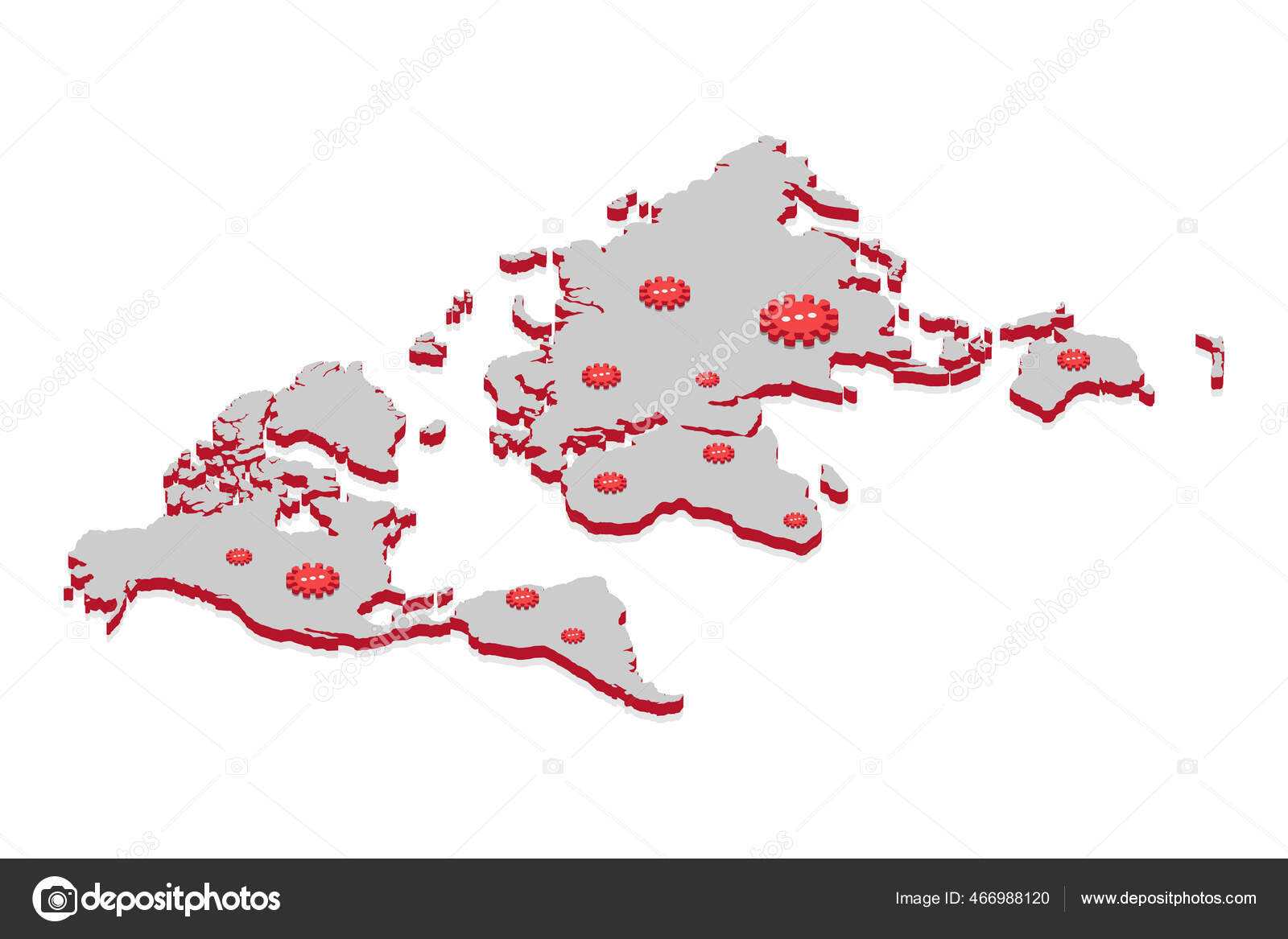 Virus Distribution Map Isometric World Map Virus Icons Infographic ...