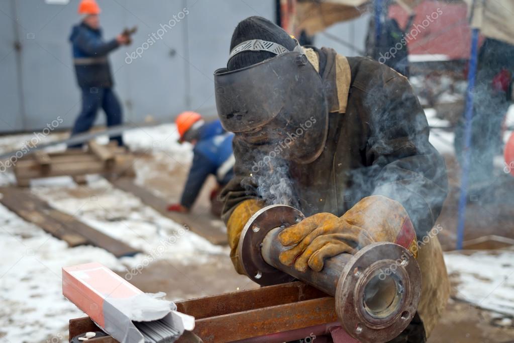 Flat welding flange to the pipe steel — Stock Photo © shinobi #100339992