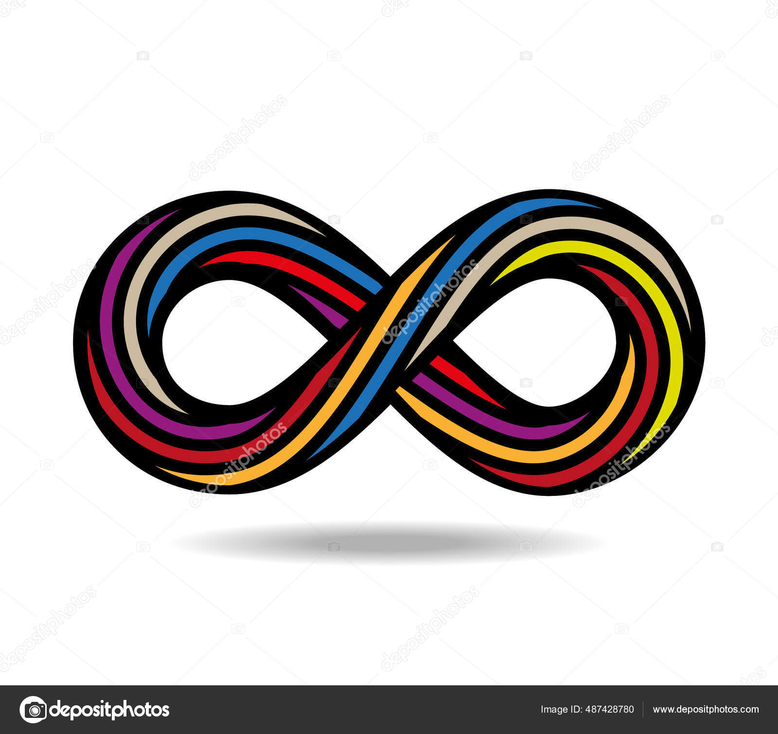 Mobius Loop Made Colored Rope Piece Infinity Symbol Stock Vector Image